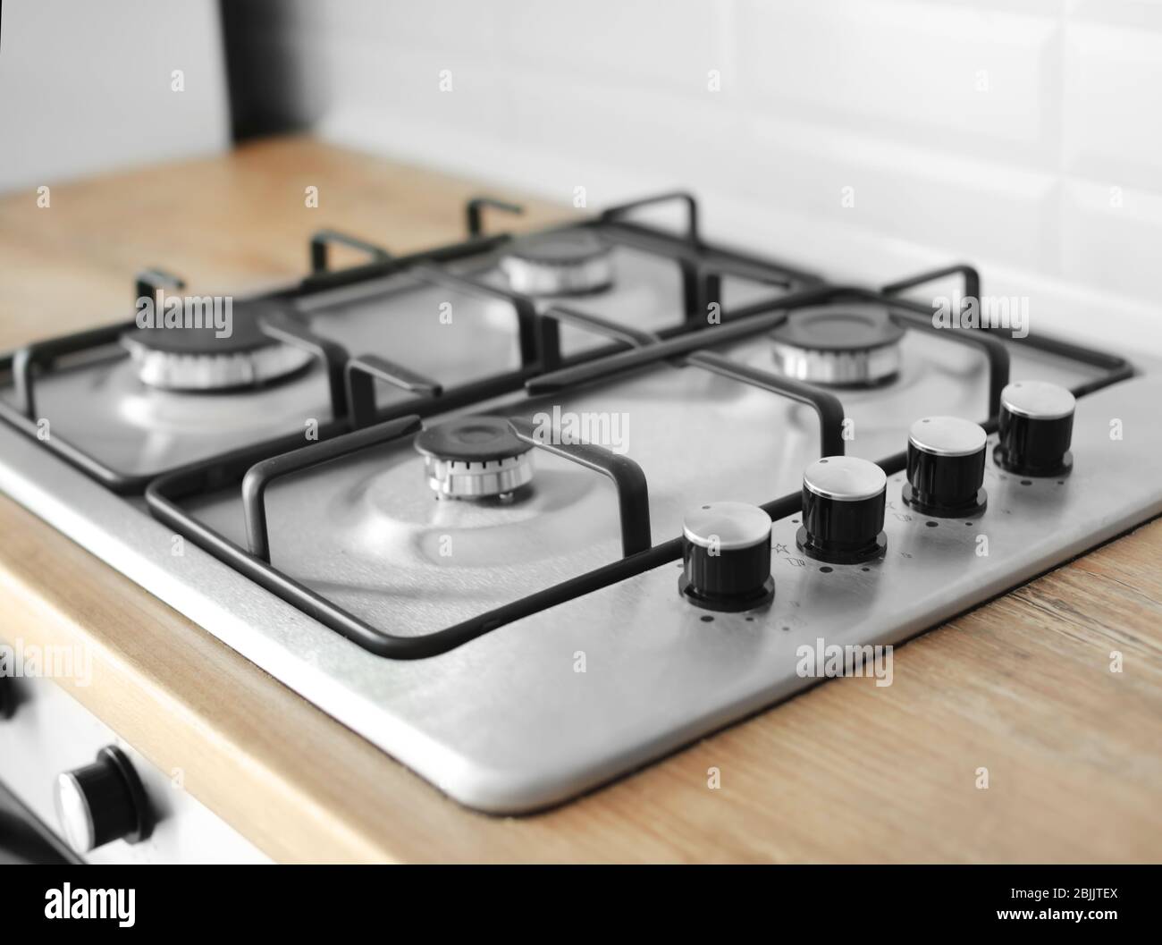 Modern stylish kitchen gas stove Stock Photo - Alamy