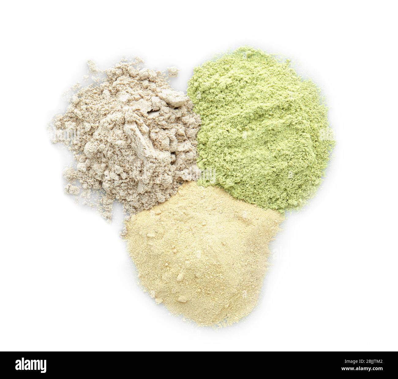 Various colorful superfood powders on white background Stock Photo - Alamy