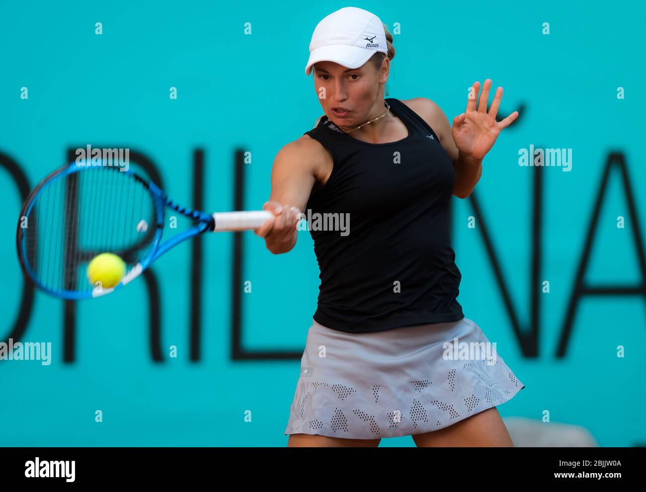 Yulia Putintseva of Kazakhstan in action during her first-round match ...