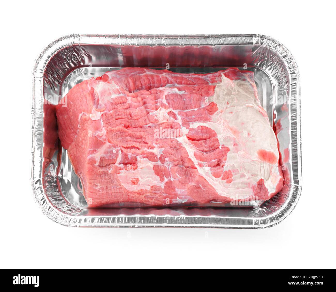 Container with fresh meat, isolated on white Stock Photo - Alamy