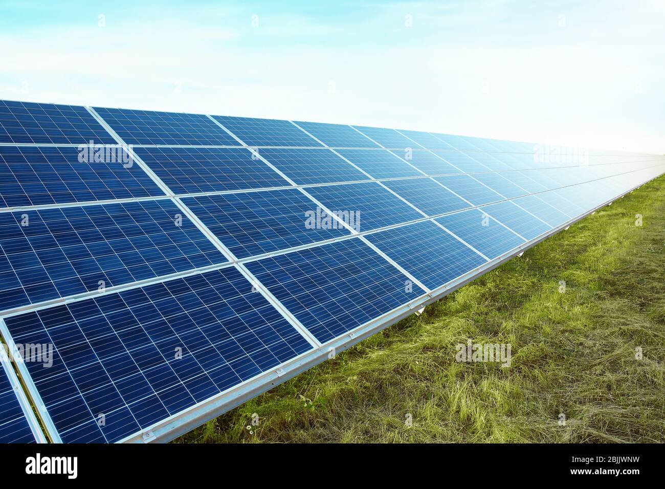 Solar panels installed outdoors Stock Photo - Alamy