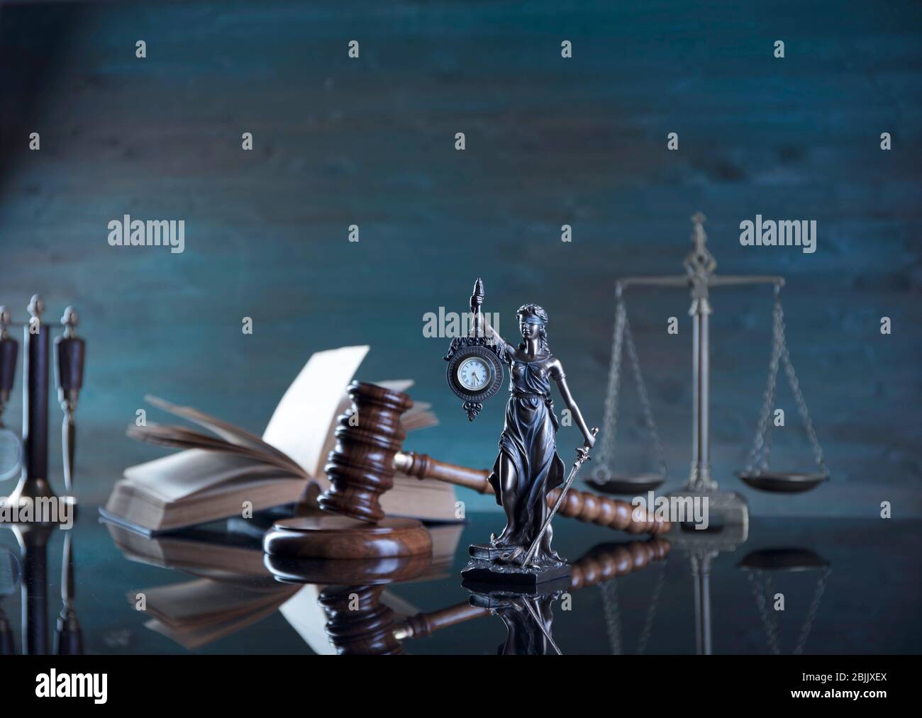 Lawyers office concept. Law symbols composition – gavel, scale and ...