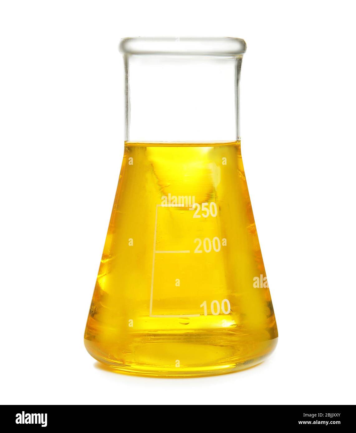 Flask with cooking oil on white background Stock Photo - Alamy