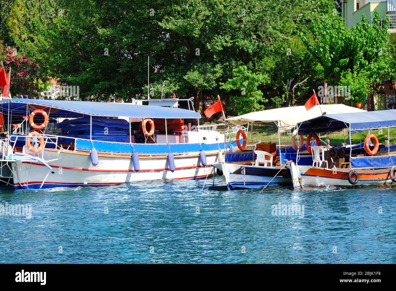 Beautiful view of berthed boats on sunny summer day Stock Photo - Alamy