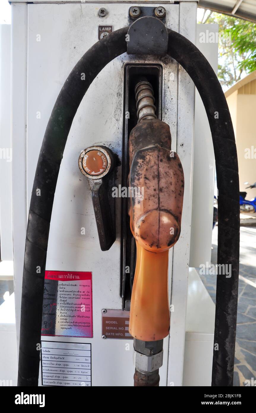 Close up of the old gas station handle Stock Photo - Alamy