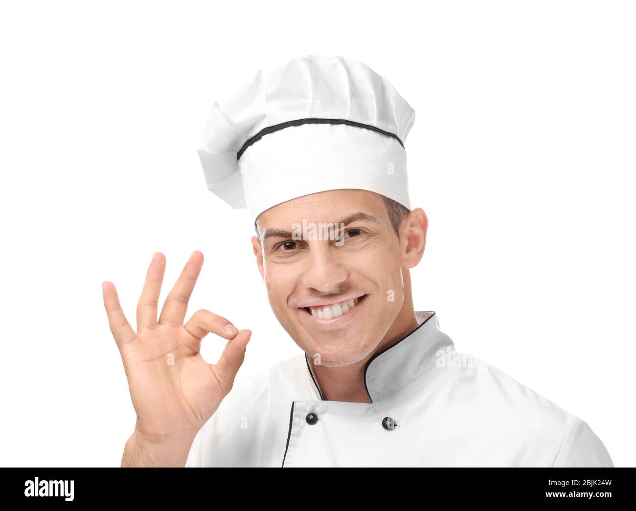 Male chef on white background Stock Photo - Alamy