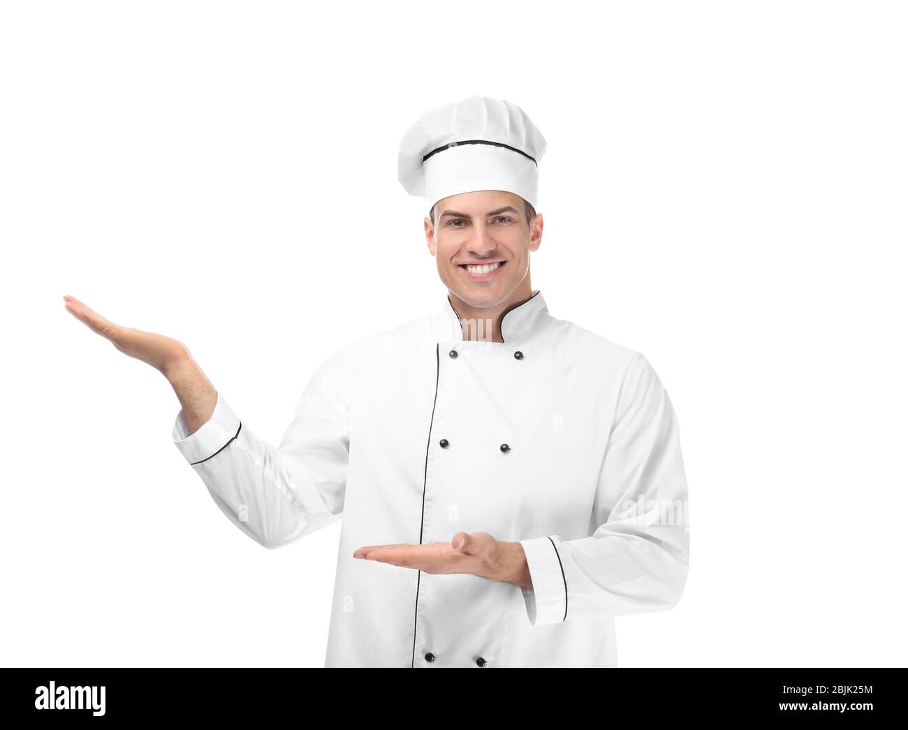 Male chef on white background Stock Photo - Alamy