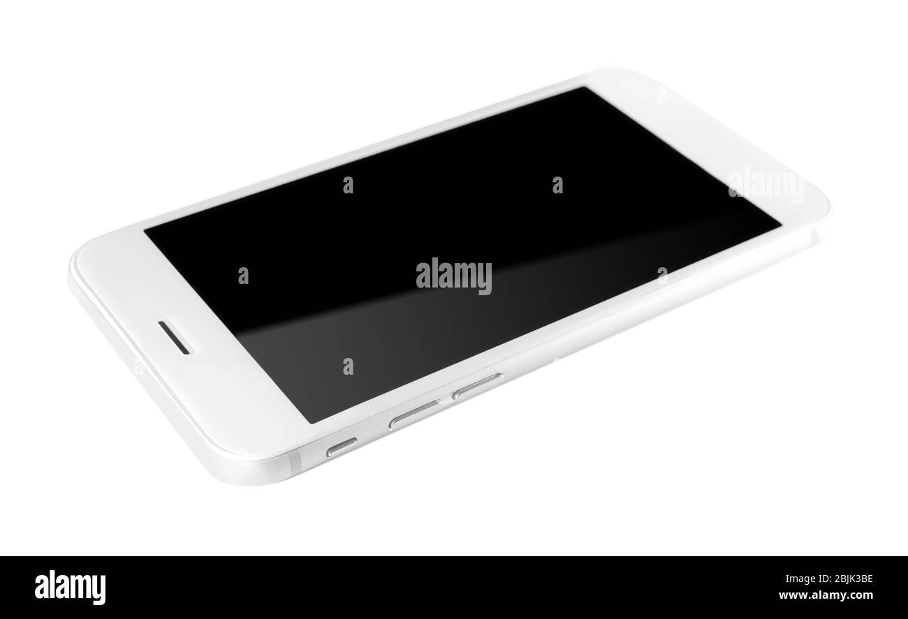 Modern mobile phone on white background Stock Photo - Alamy