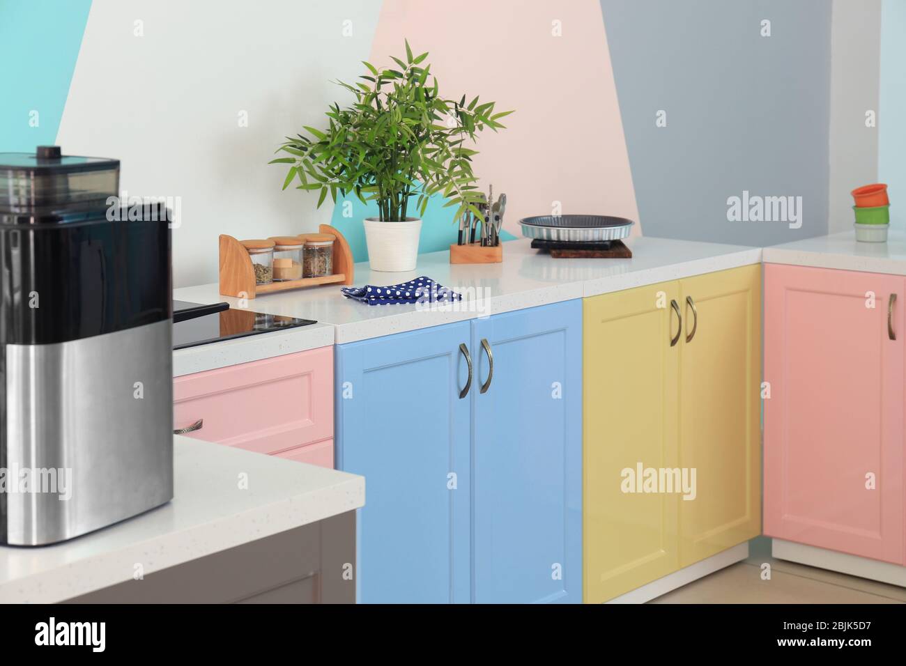 Colorful modern kitchen interior Stock Photo - Alamy