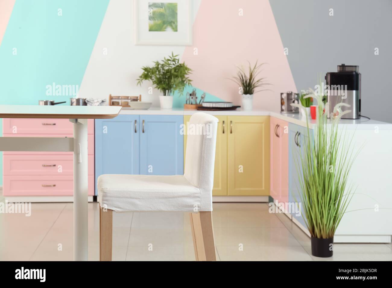 Colorful modern kitchen interior Stock Photo - Alamy