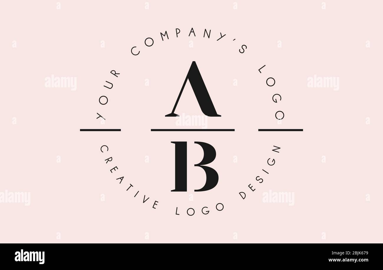 Letters AB A B Logo set as a stamp or personal signature. Simple AB ...