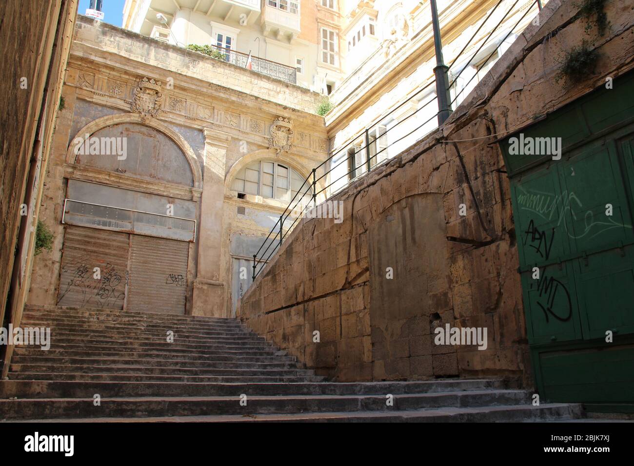 stairs and buildings in valletta (malta Stock Photo - Alamy