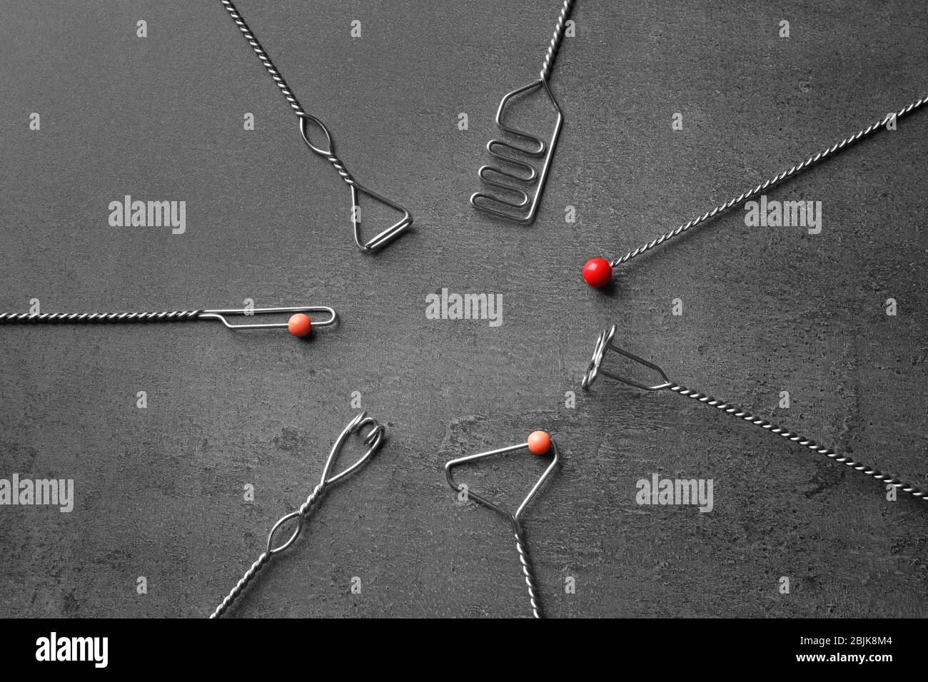 Set of logopedic probes for speech correction on grey background Stock ...