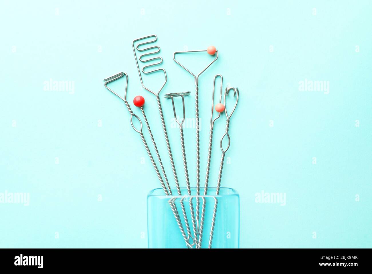 Set of logopedic probes for speech correction on color background Stock ...