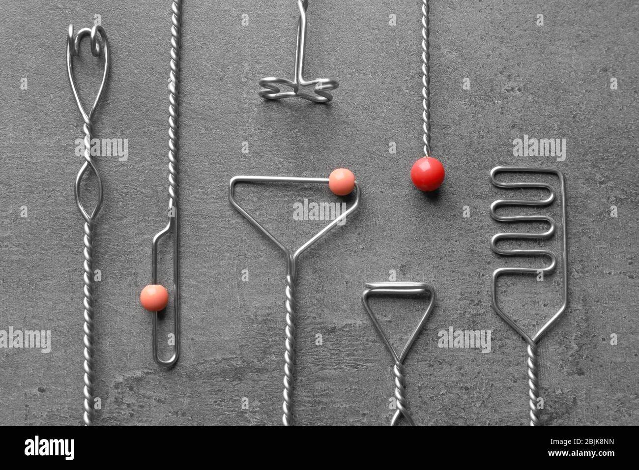 Set of logopedic probes for speech correction on grey background Stock ...