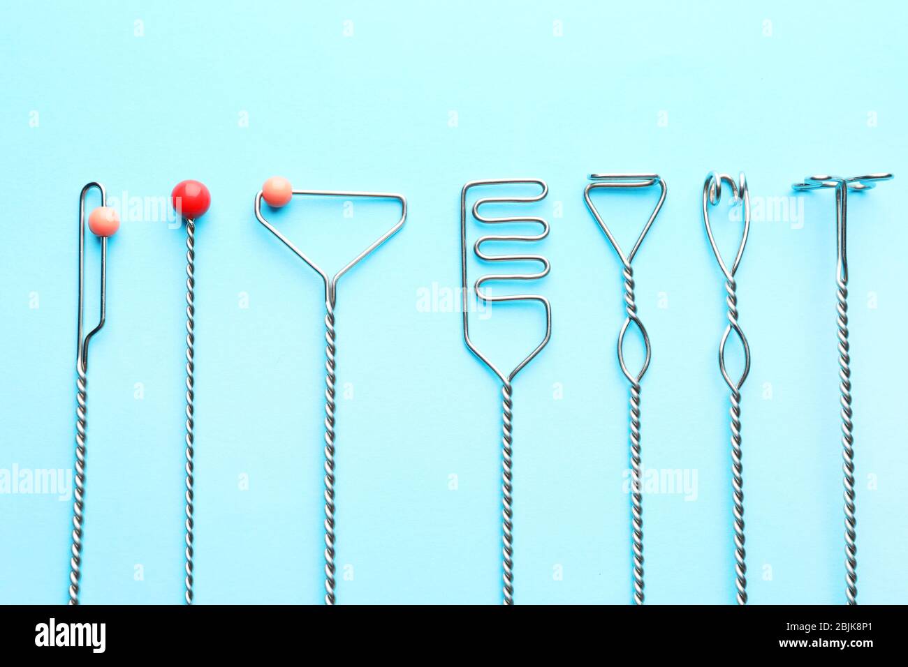 Set of logopedic probes for speech correction on color background Stock ...