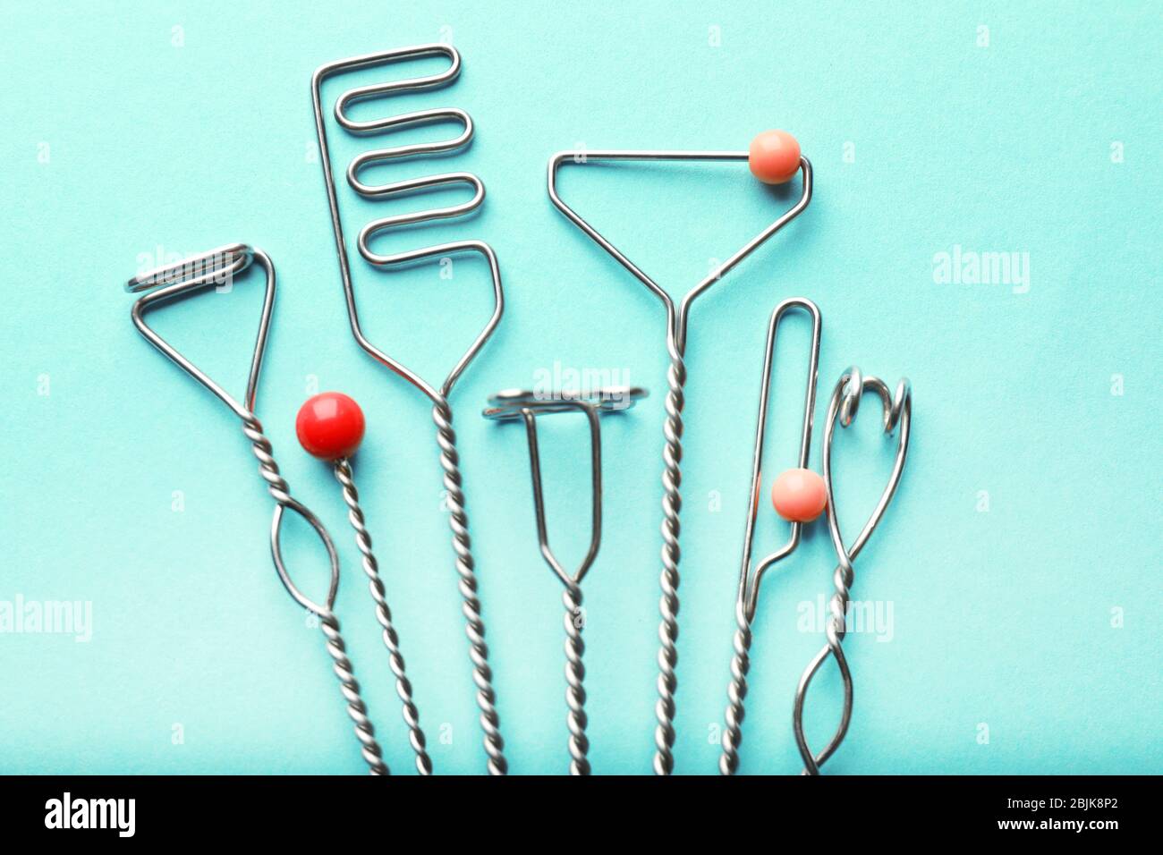 Set of logopedic probes for speech correction on color background Stock ...