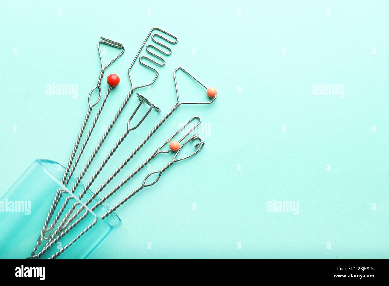 Set of logopedic probes for speech correction on color background Stock ...