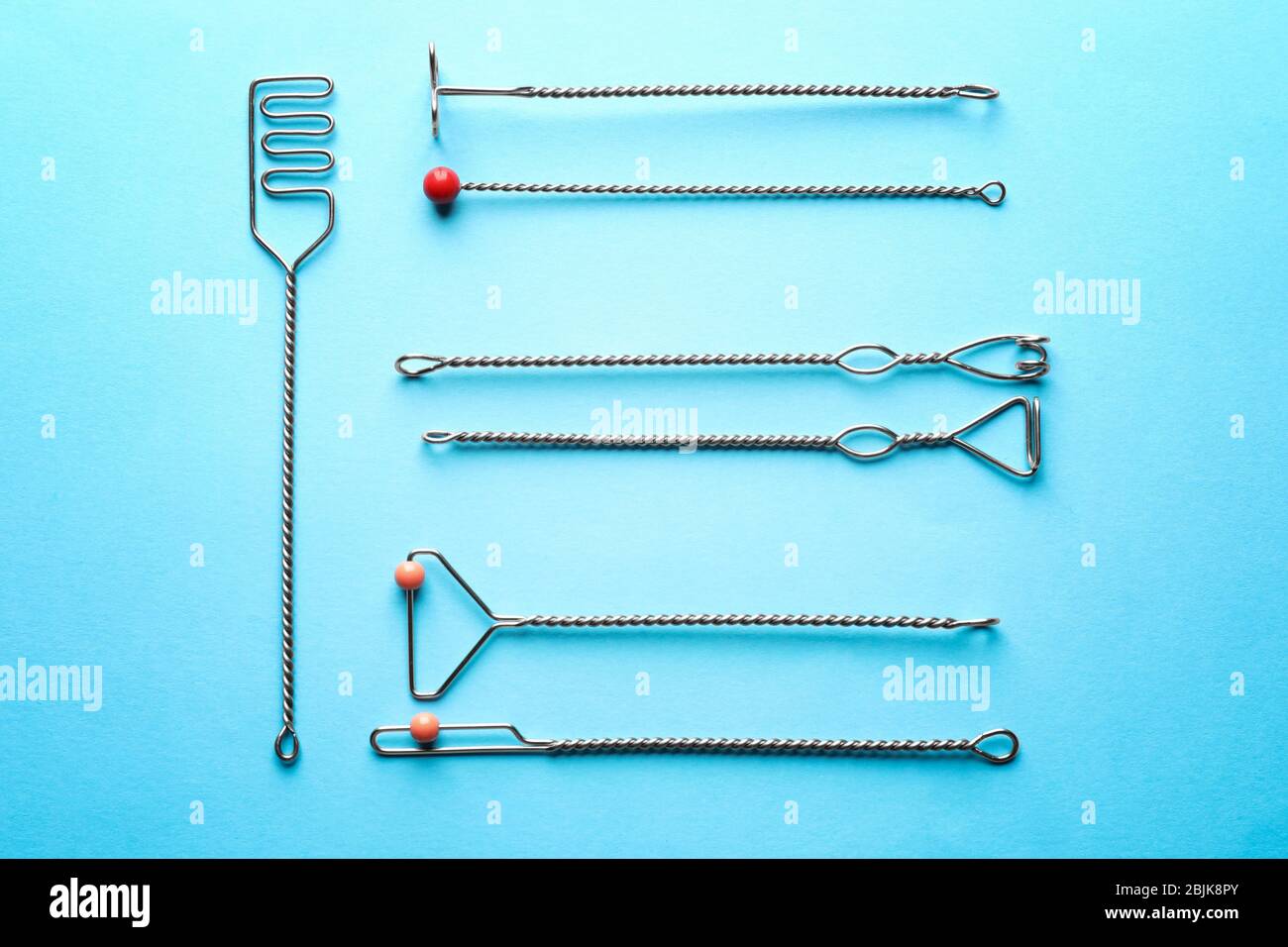 Set of logopedic probes for speech correction on color background Stock ...