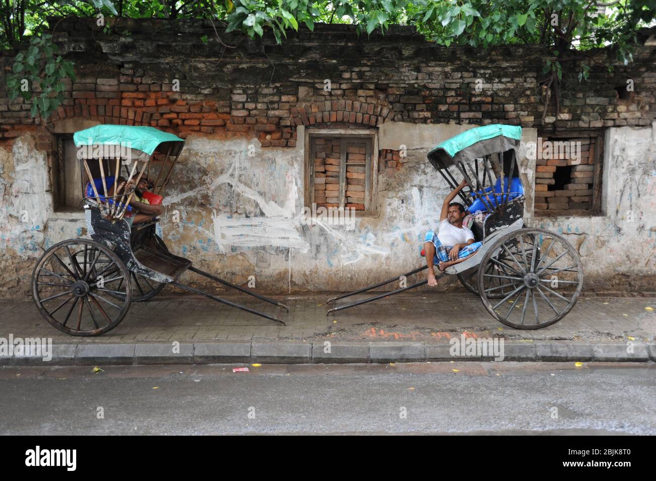 16.07.2011, Kolkata (Calcutta), West Bengal, India, Asia - Two rickshaw ...