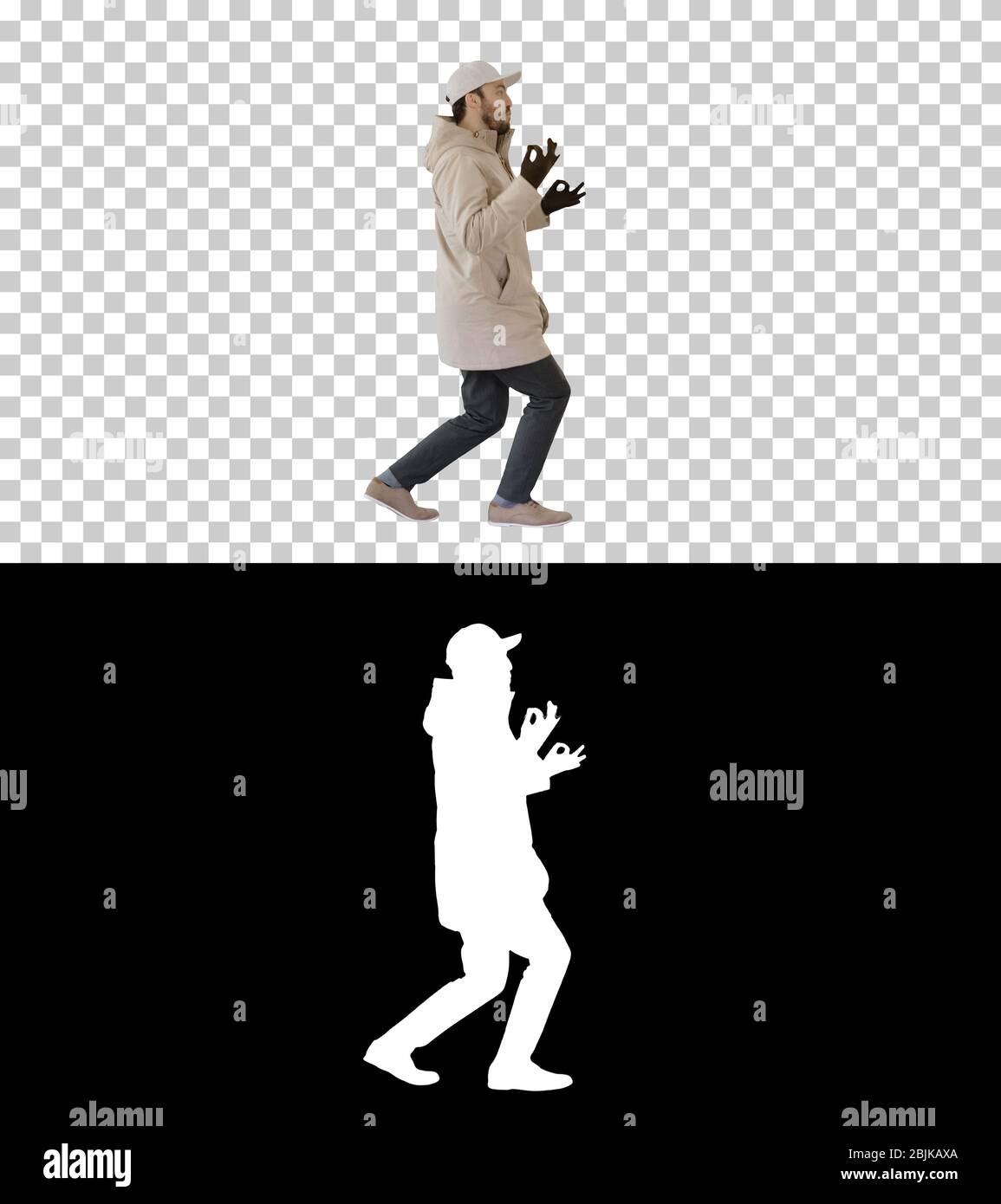 Hip-hop man singing rap, walking and making gestures, Alpha Channel ...