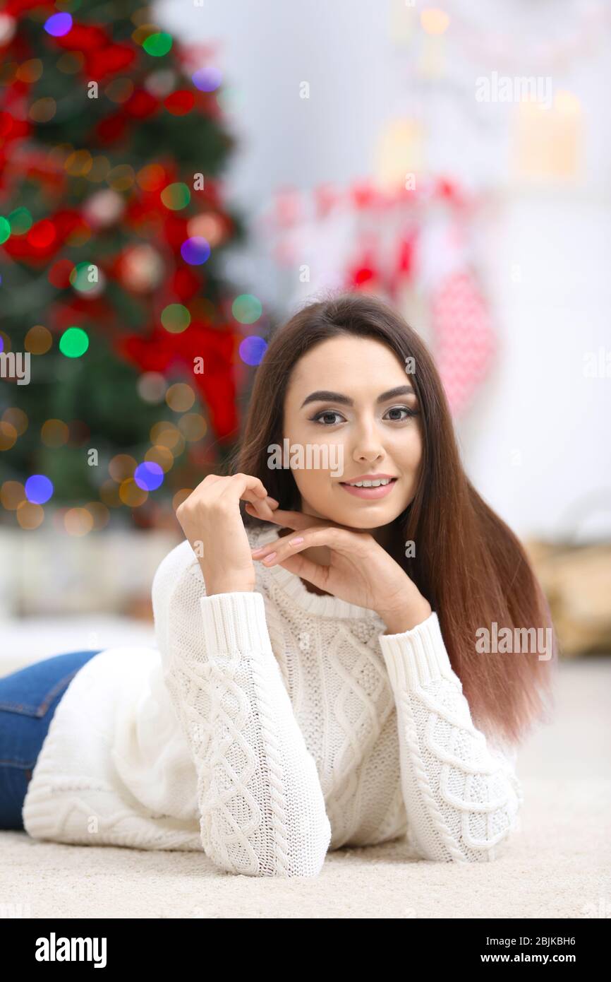 Lady lying on floor hi-res stock photography and images - Alamy