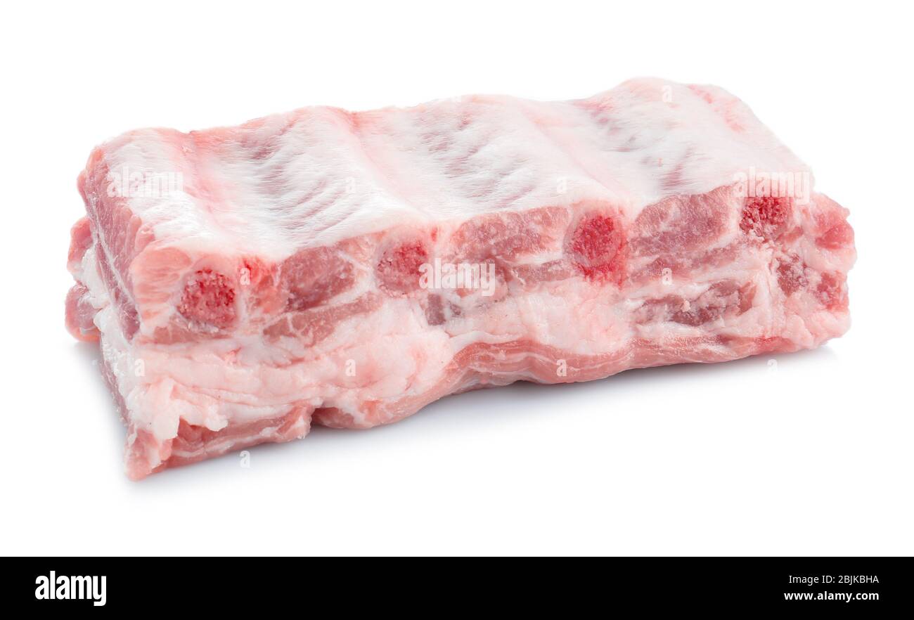 Raw ribs on white background Stock Photo - Alamy