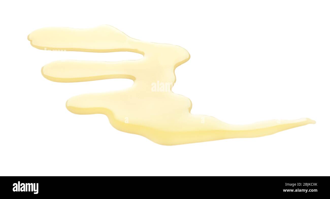 Spilled cooking oil on white background Stock Photo - Alamy