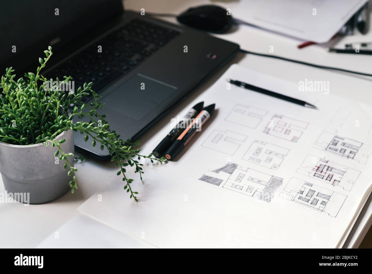 Markers At Construction Plan High Resolution Stock Photography and ...