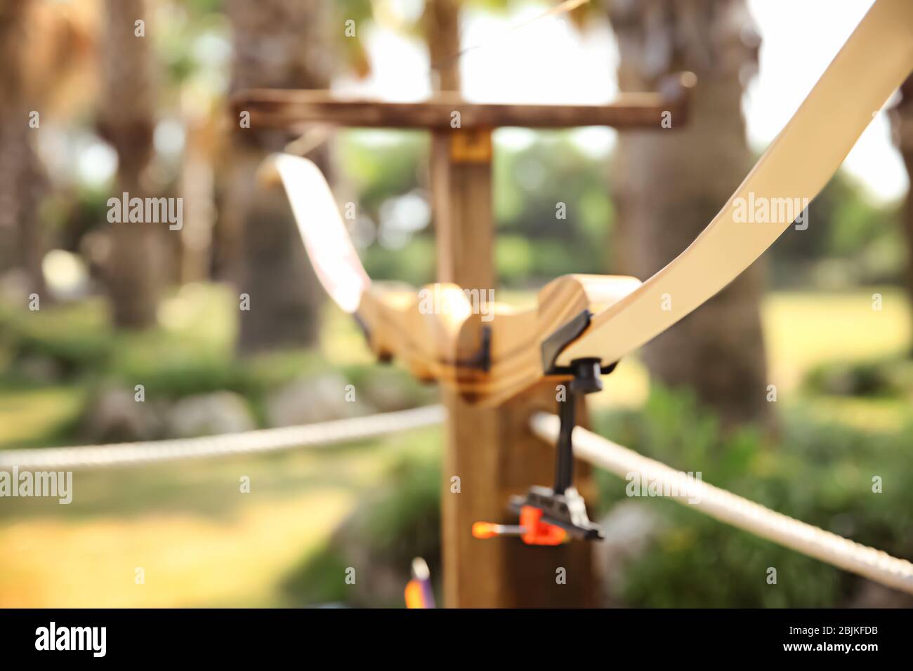 Wooden bow for archery outdoors Stock Photo - Alamy