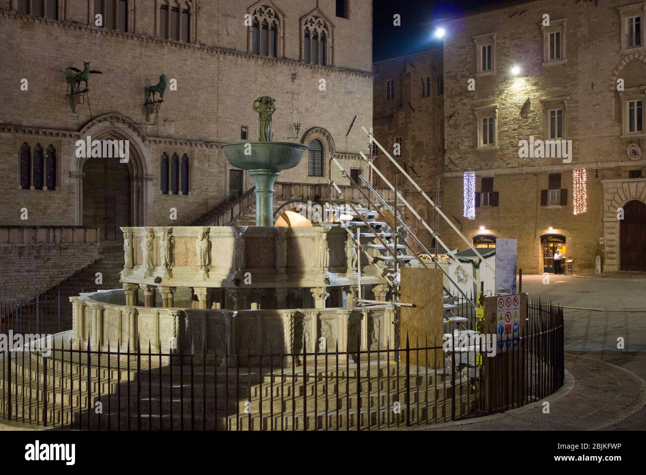 PERUGIA, ITALY - DECEMBER 9 2016: Night view of Perugia monumental ...