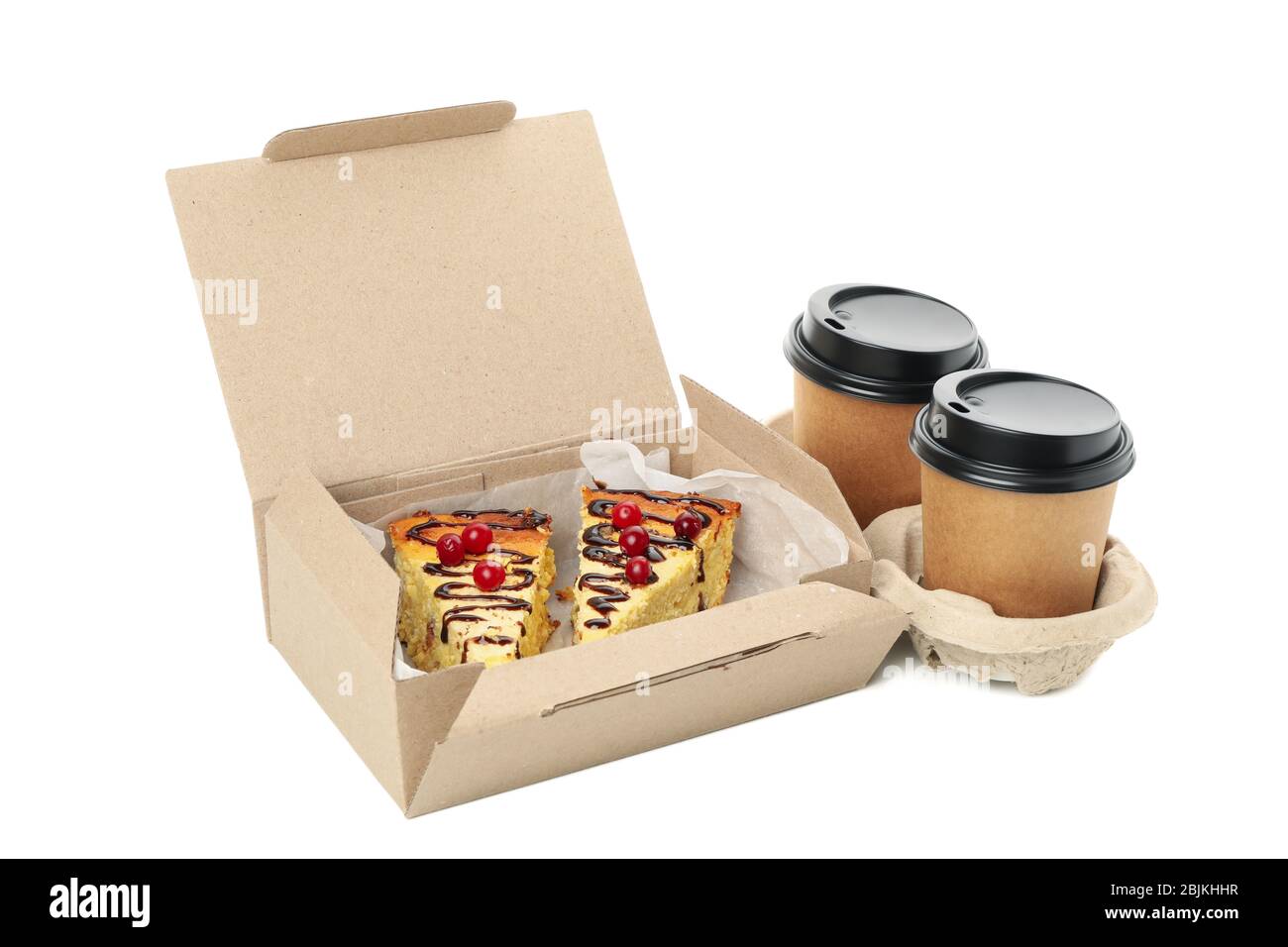 Food delivery. Food in take away boxes isolated on white background ...