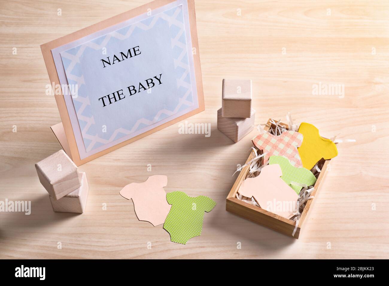 Game for suggestion baby name on table at shower party Stock Photo - Alamy