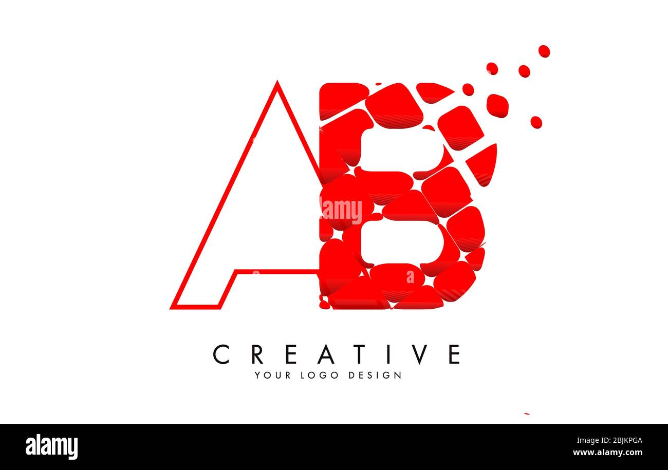 Letters AB A B Design with red shattered blocks and monogram vector ...