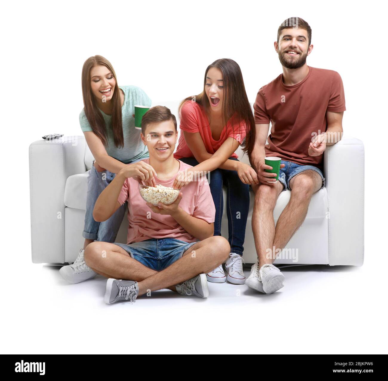 Young group friends watching Cut Out Stock Images & Pictures - Alamy