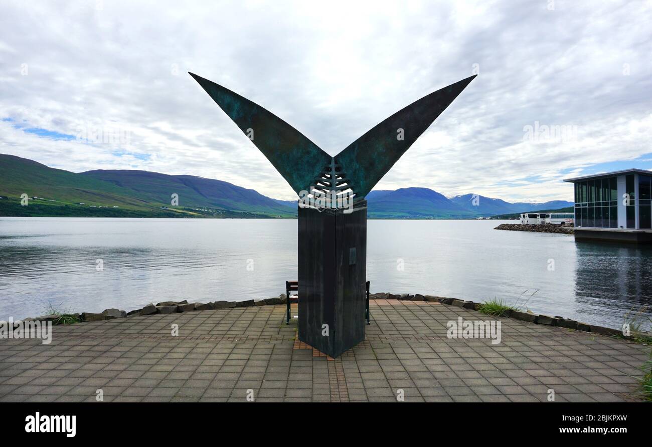 A sculpture at The Harbor of Akureyri, Iceland Stock Photo - Alamy