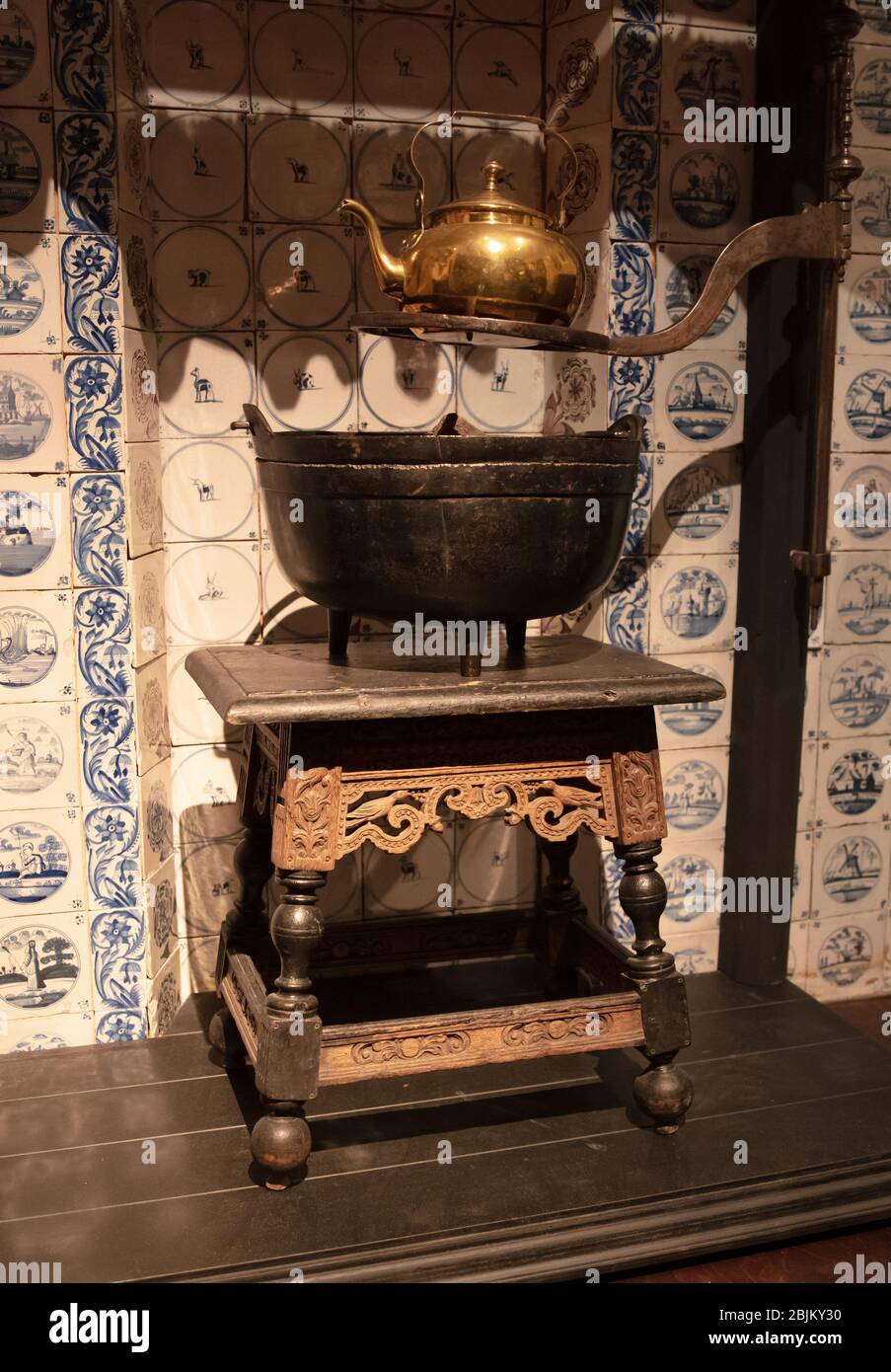 Very old dutch kitchen interior old farmhouse Stock Photo - Alamy