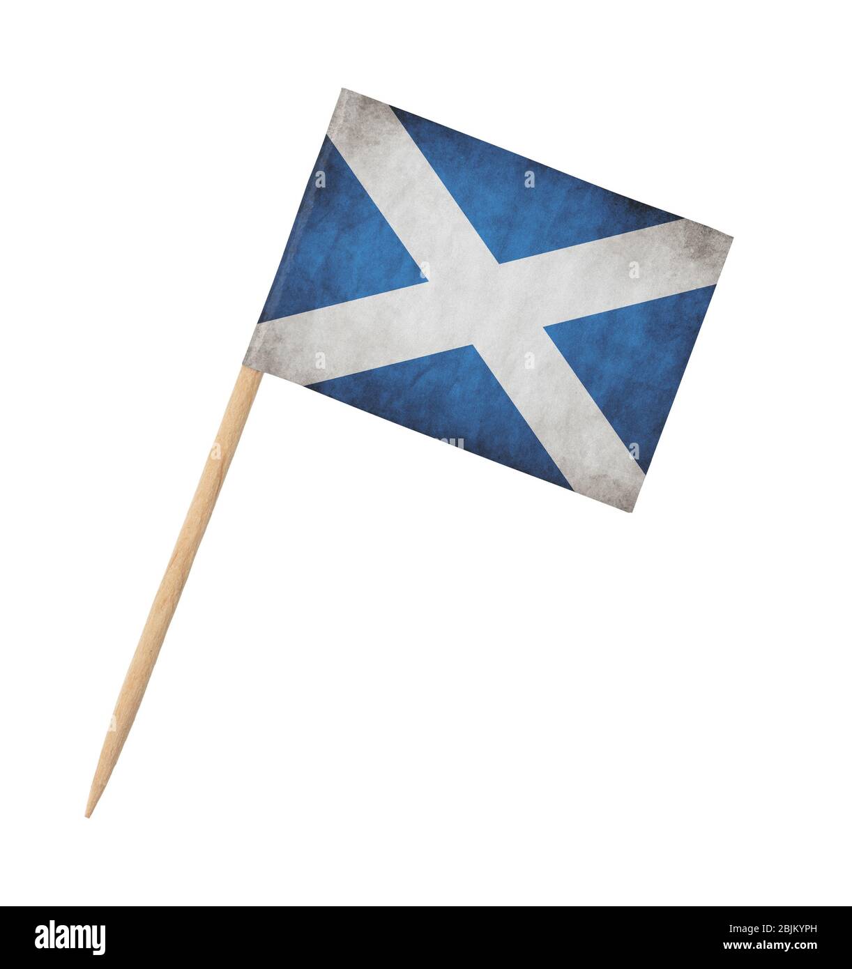 Small paper flag of Scotland on wooden stick, isolated on white Stock ...