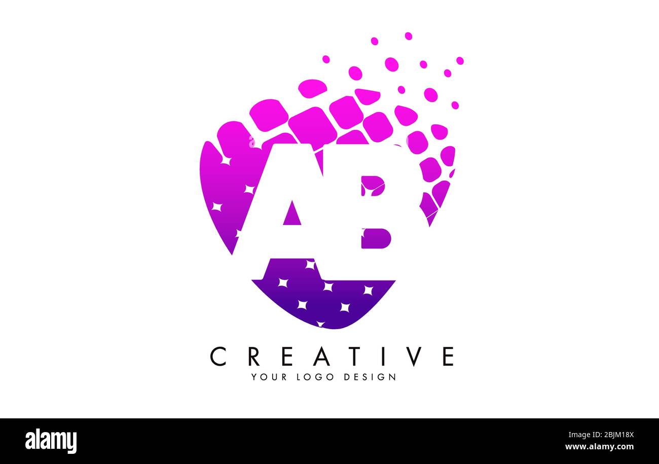 Letters AB A B Design with Pink and Purple Shattered Blocks Vector ...