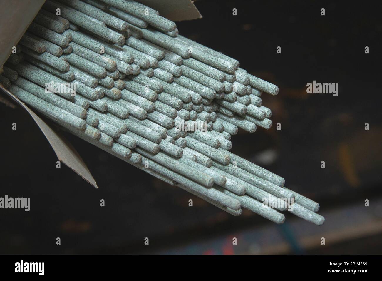 Close-up industrial arc stick welding electrodes Stock Photo - Alamy