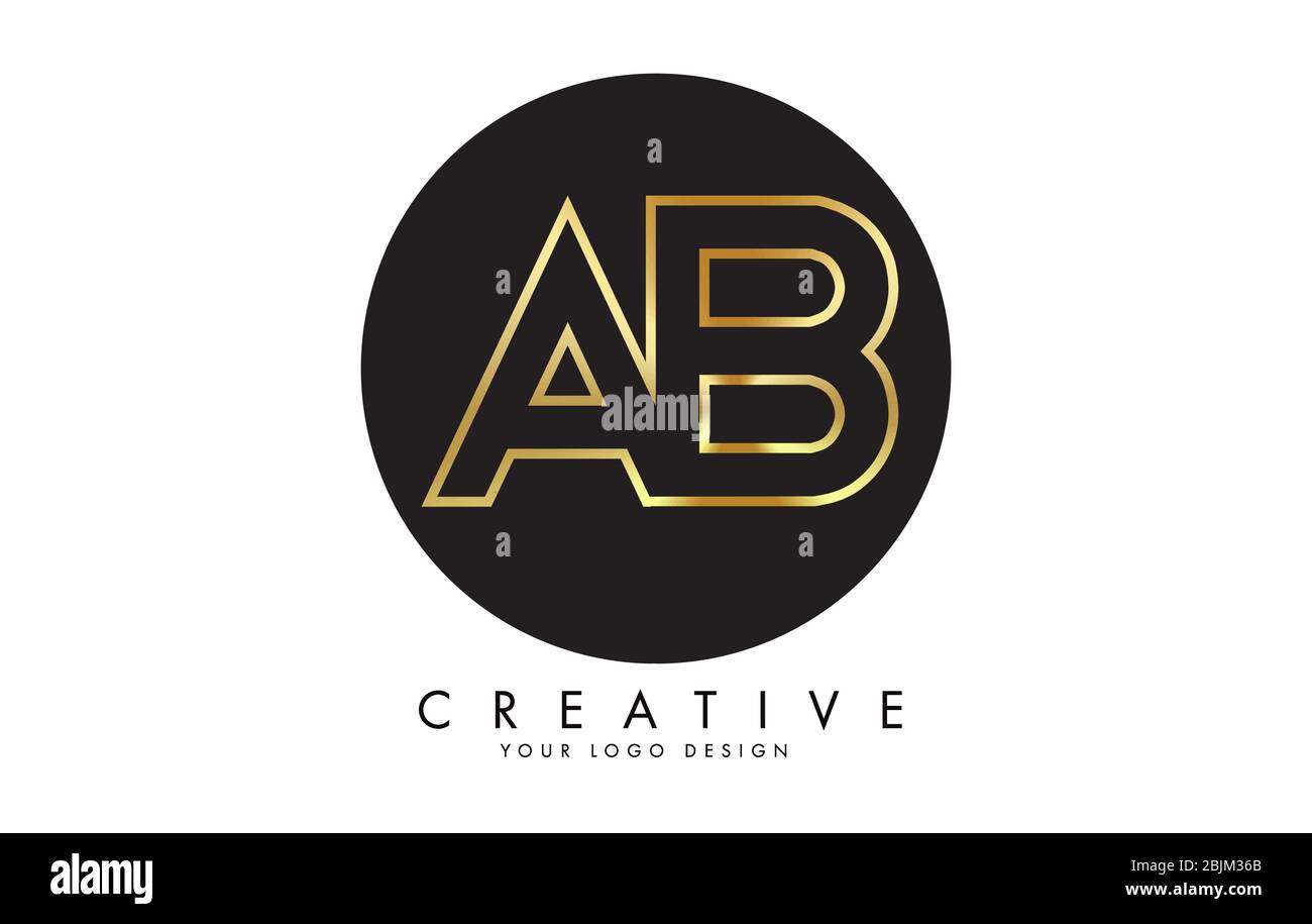 Golden Letters AB A B Logo with monogram design. Simple AB Icon with ...