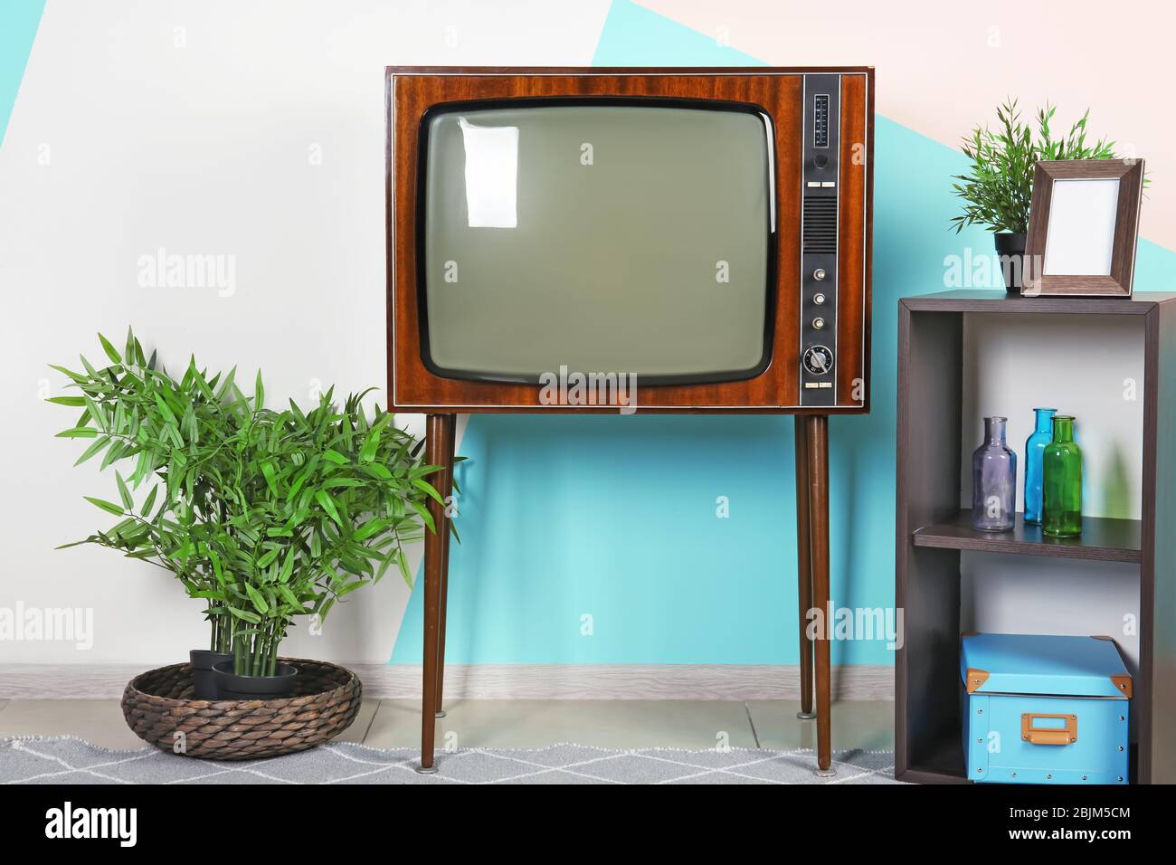 Design of interior with old TV Stock Photo - Alamy