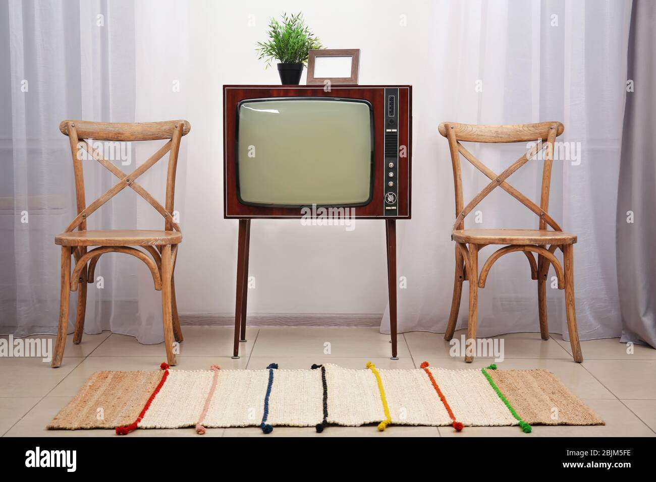 Design of interior with old TV Stock Photo - Alamy