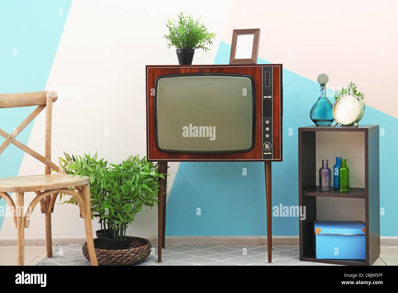 Design of interior with old TV Stock Photo - Alamy