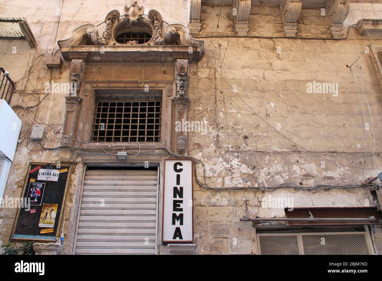 stone building (cinema) in valletta (malta Stock Photo - Alamy