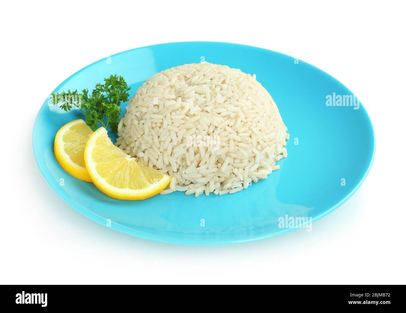 Plate with cooked rice ball on white background Stock Photo - Alamy