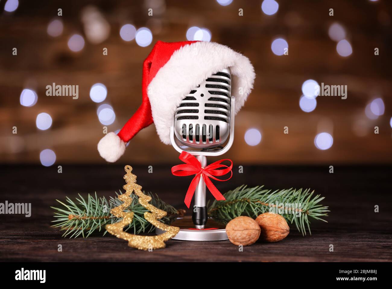 Christmas music concept. microphone hi-res stock photography and images ...
