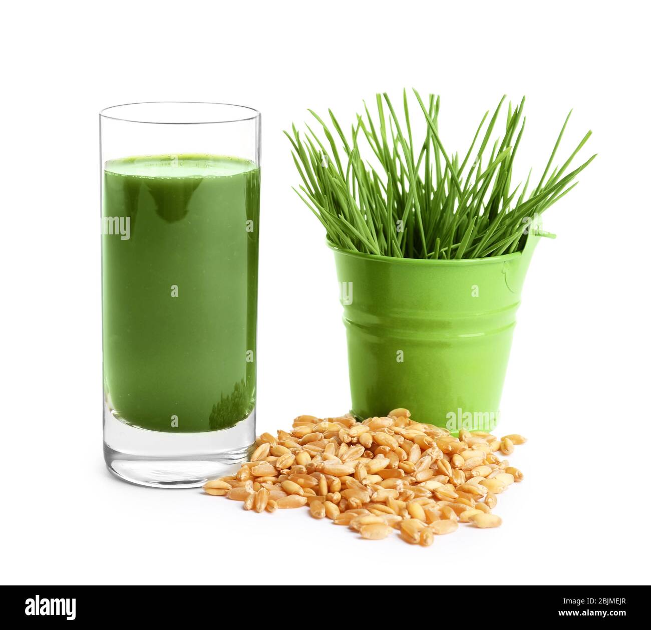 Shot of wheat grass drink on white background Stock Photo - Alamy