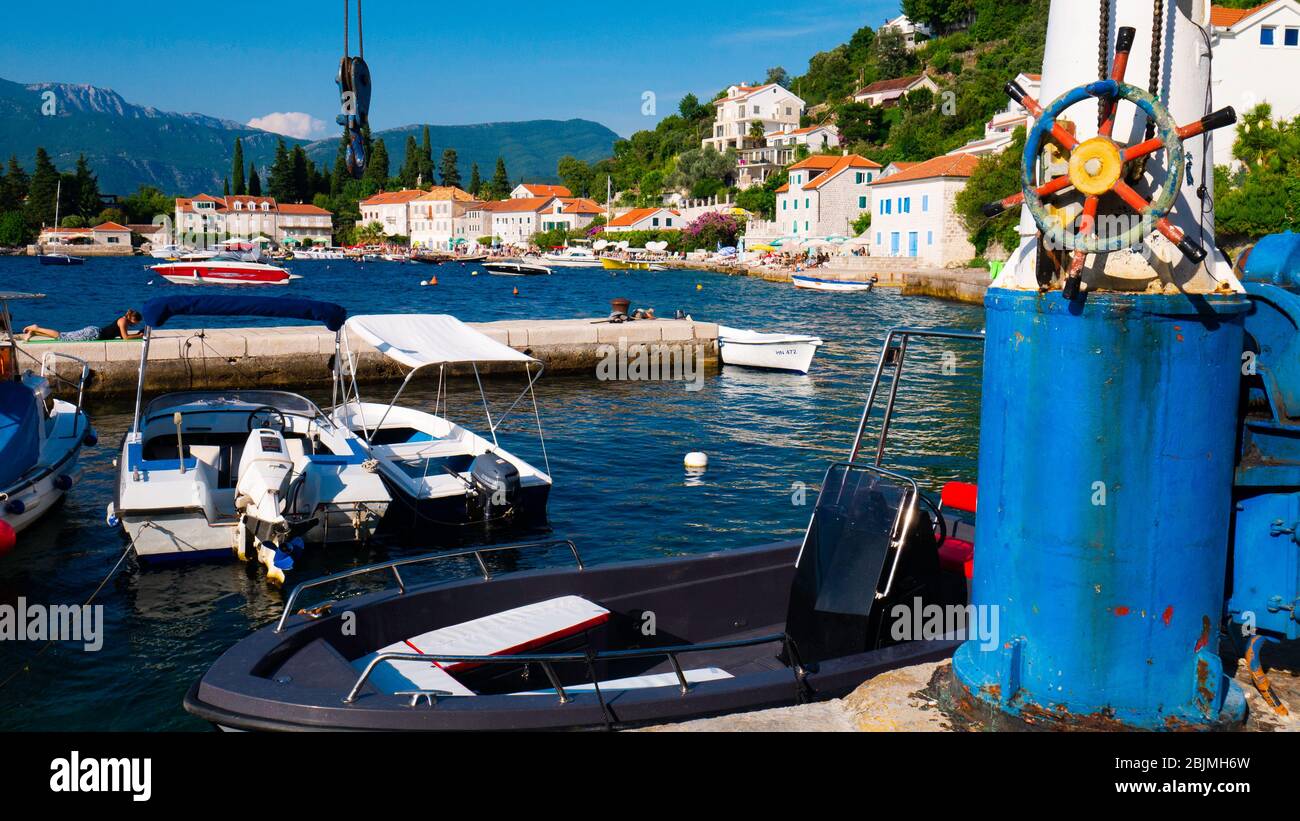 Boats in the small marina of the village of Rose - August 6, 2019 ...