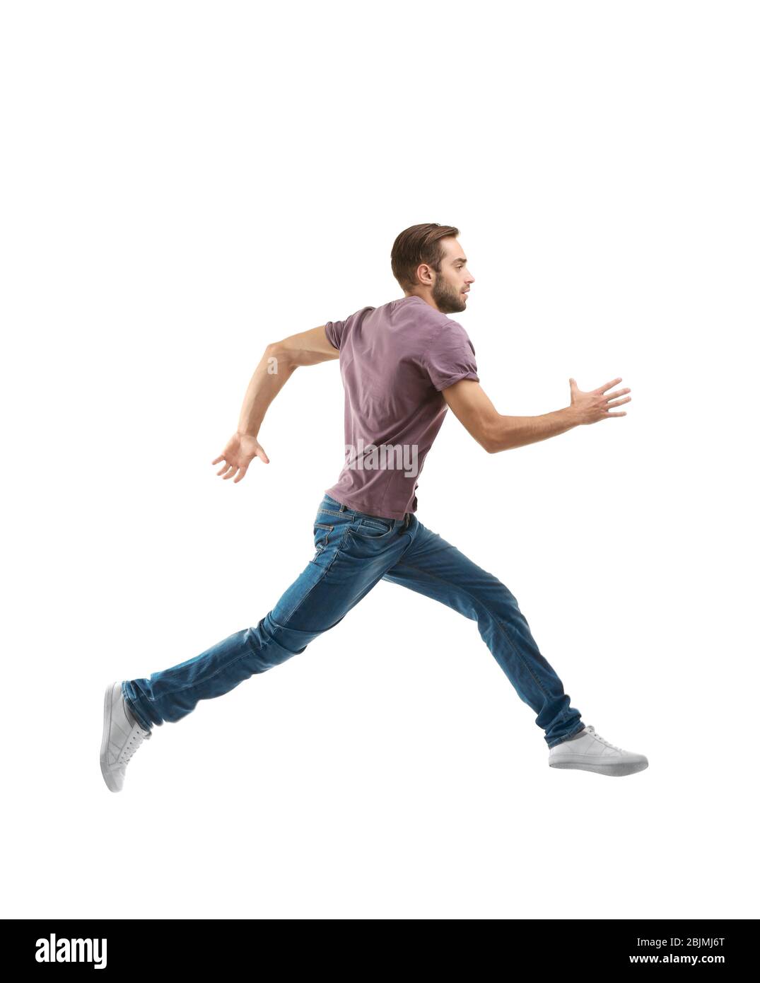 Man in jeans running Cut Out Stock Images & Pictures - Alamy